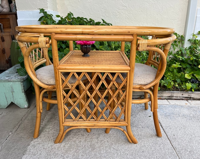 Sold....vintage Rattan Dinette Set/ Honeymoon Bistro Table, Nesting ...