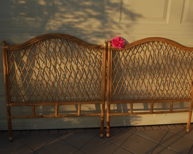Pair of Vintage Rattan Wicker Twin Headboards ON SALE Cottage Prairie ...
