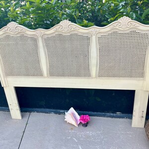 French Provincial Cane Headboard, French Country Cane Carved Shell ...