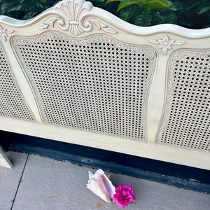 French Provincial Cane Headboard, French Country Cane Carved Shell ...
