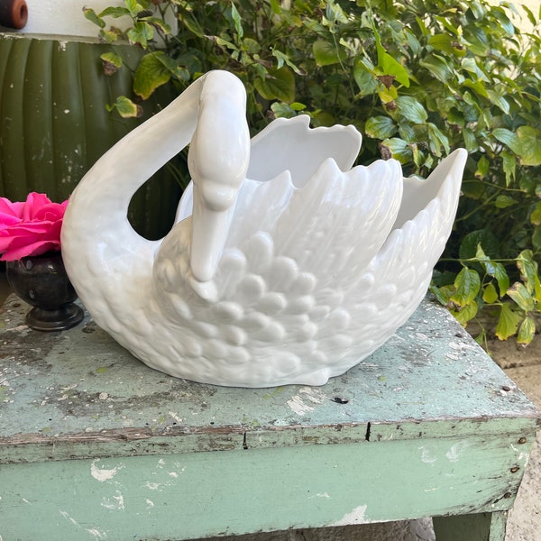 Ceramic Swan Planter - Etsy