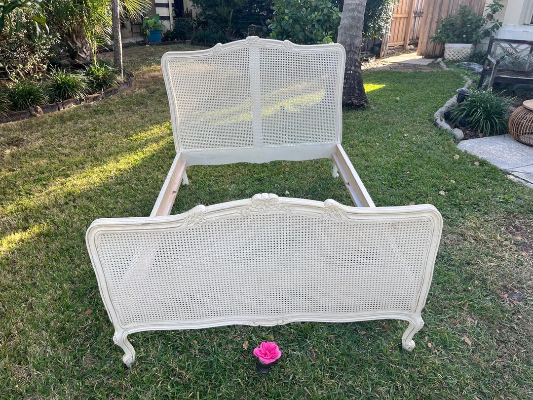 FRENCH PROVINCIAL CANE Queen Headboard, Vintage French Country Cane ...