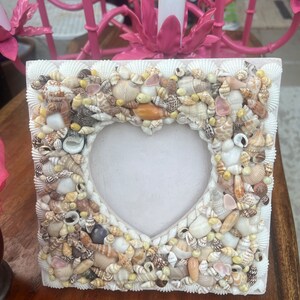 SEA SHELL FRAME, Heart Shell Frame , Coastal Sea Shell Mirror, Cute ...