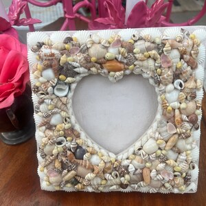 SEA SHELL HEART Frame , Coastal Sea Shell Mirror, Cute Petite Sea Shell ...