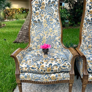PAIR of TALL BACK Chairs, Hollywood Regency Carved Tall Back ...