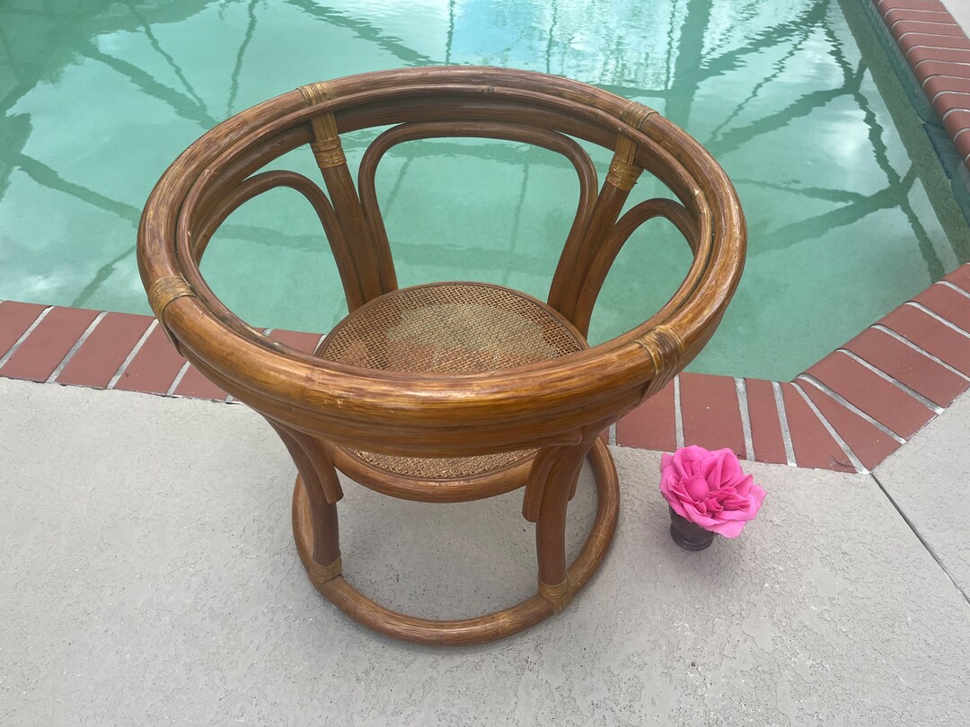 Bamboo Rattan Side Table With Cane Shelf, Vintage Rattan Table - Etsy