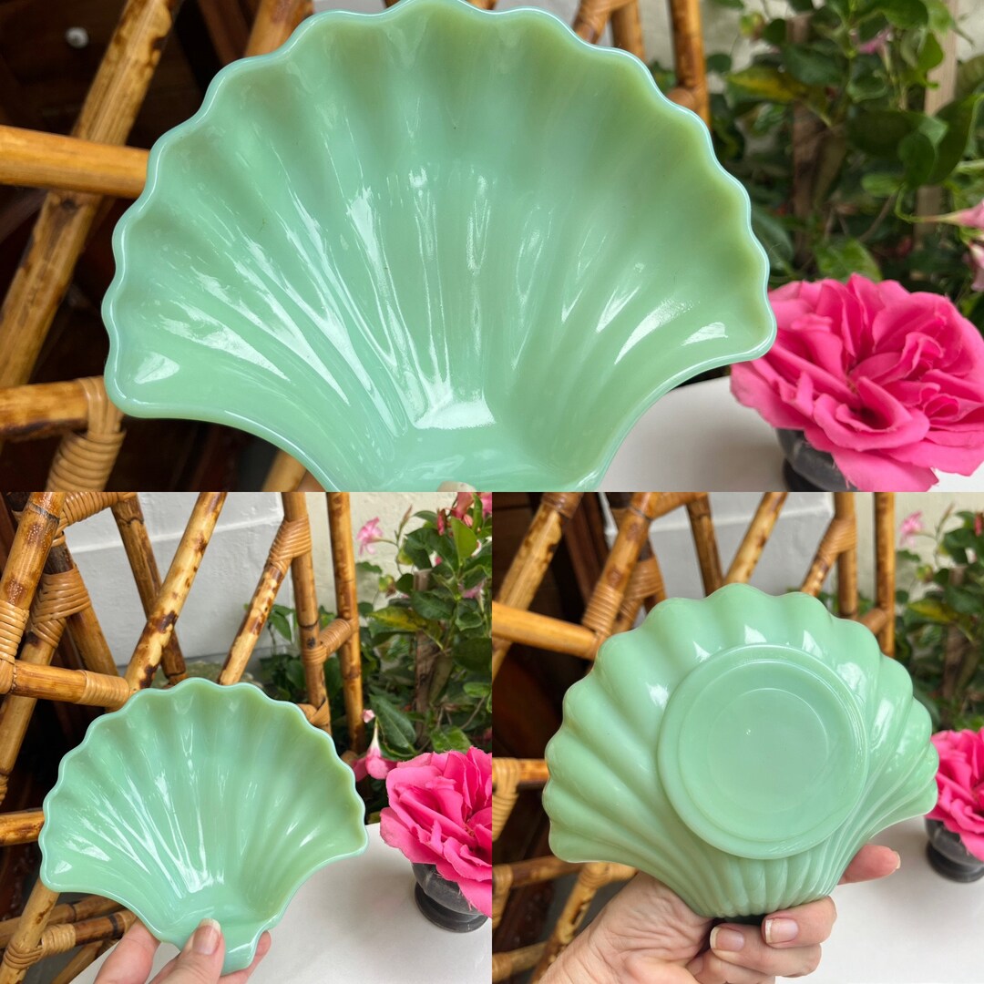 Jadeite Fire King Shell Dish, Vintage Shell Bowl, Anchor Hocking Shell ...