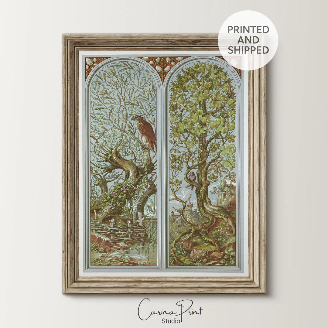 Mailed Print | Victorian Nature Window Print | Antique Botanical Bird ...