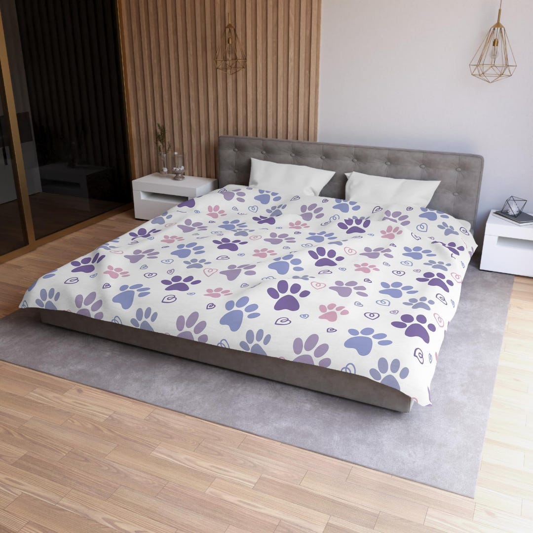 Paw Print Duvet Cover: Cozy Dog Lover Bedding - Etsy
