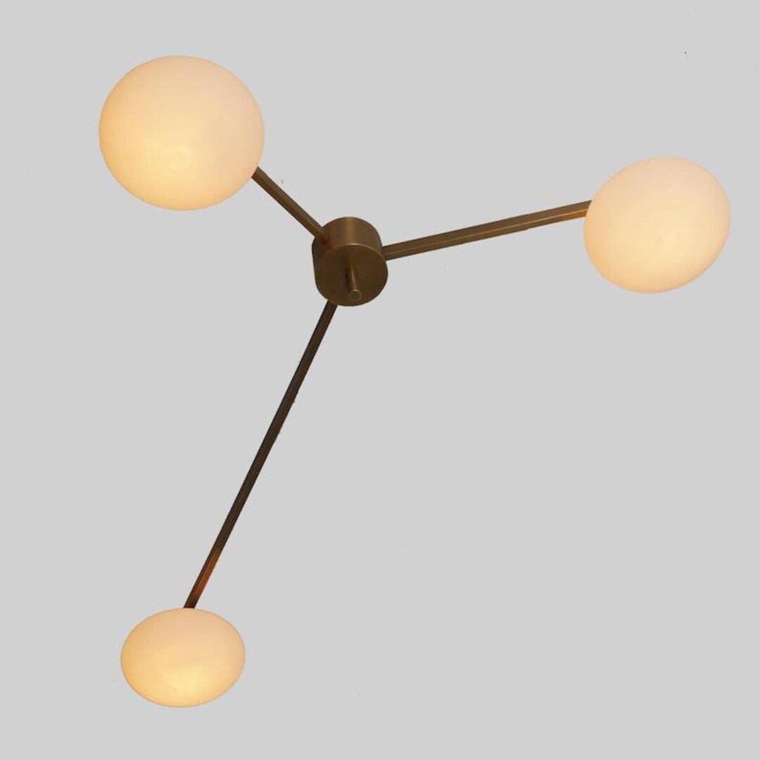 Ceiling Light Mid Century 3 Glass Globe - Pendant Light Brass Sputnik ...