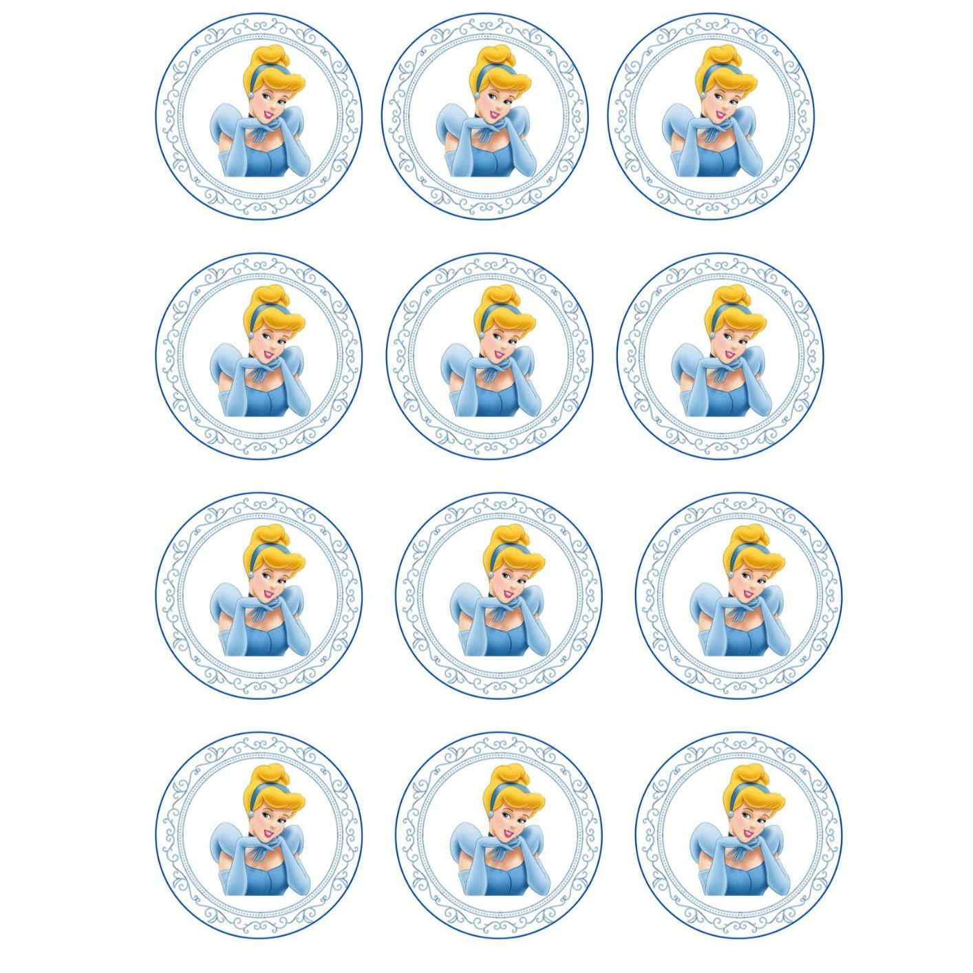 12 Disney Princess Edible Cupcakes Topper Decorations Birthday ...