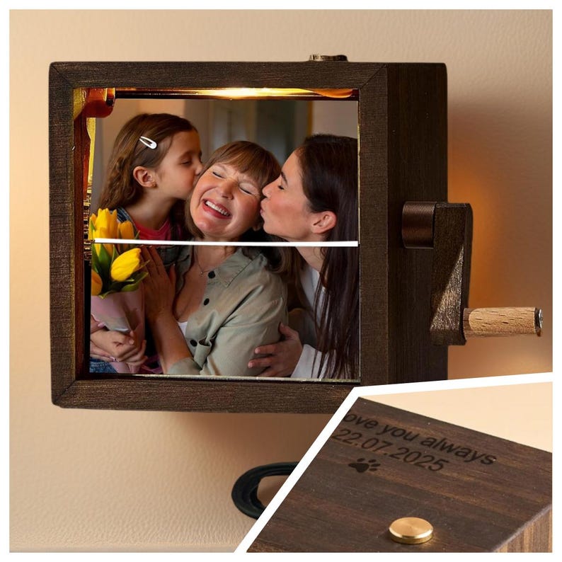 Custom Flip Animation Photo Frame, Personalized Wood Flip Photo ...