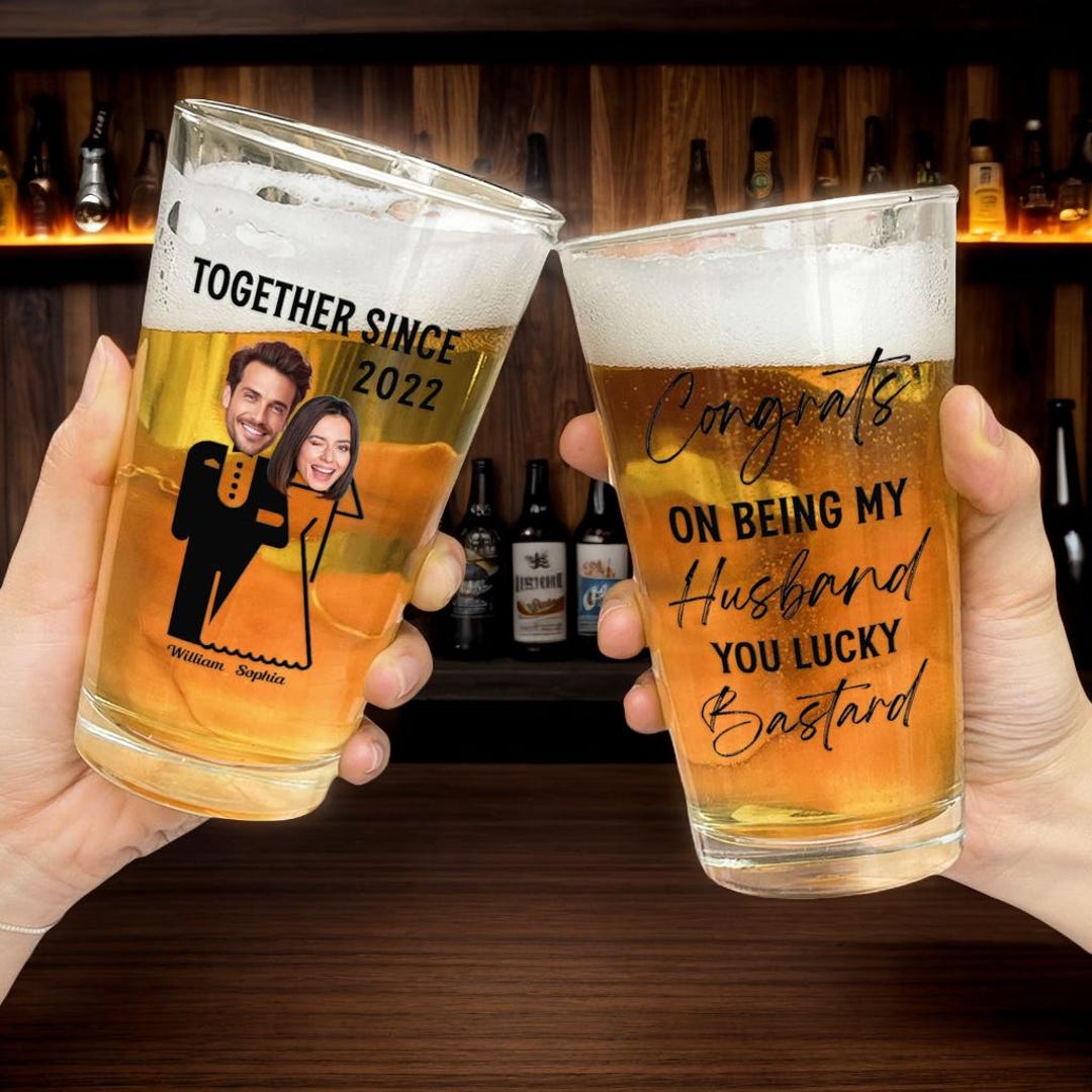 Personalized 16 Oz Tall Beer Glasses Set - Custom Drinking Glasses for ...