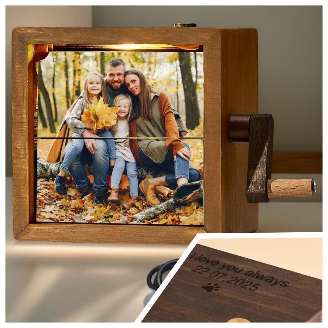 Custom Flip Animation Photo Frame, Personalized Wood Flip Photo ...