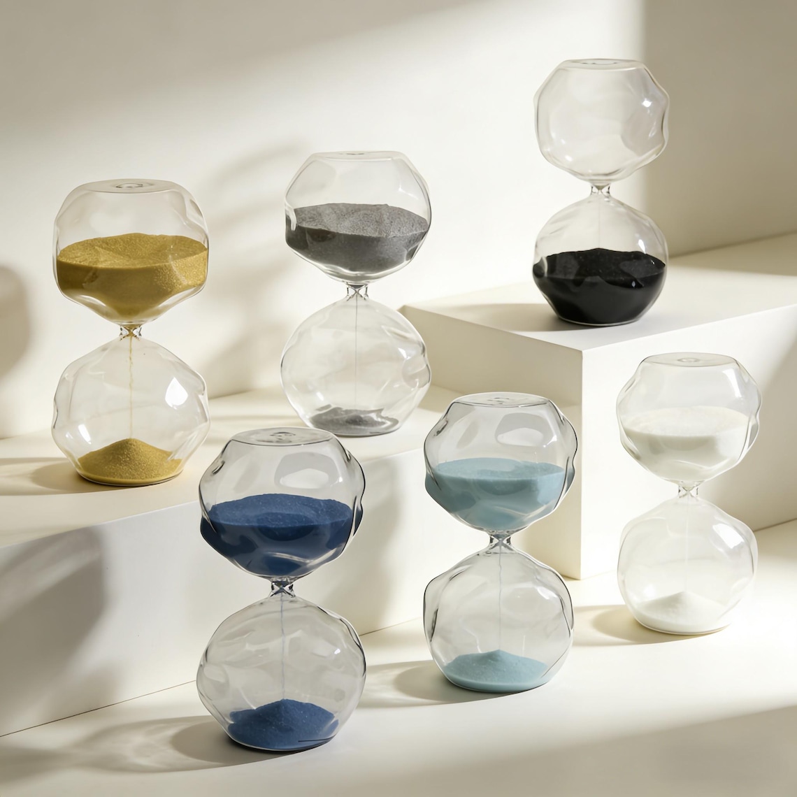 30 Minute Artistic Glass Hourglass, Modern Abstract Sand Timer, 15cm ...