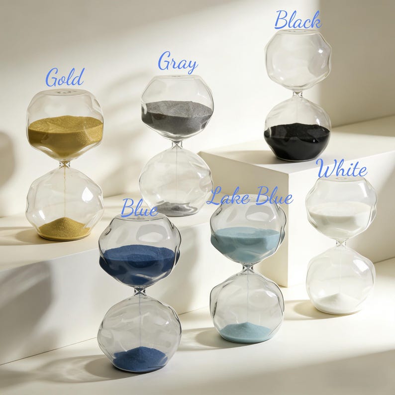 30 Minute Artistic Glass Hourglass, Modern Abstract Sand Timer, 15cm ...