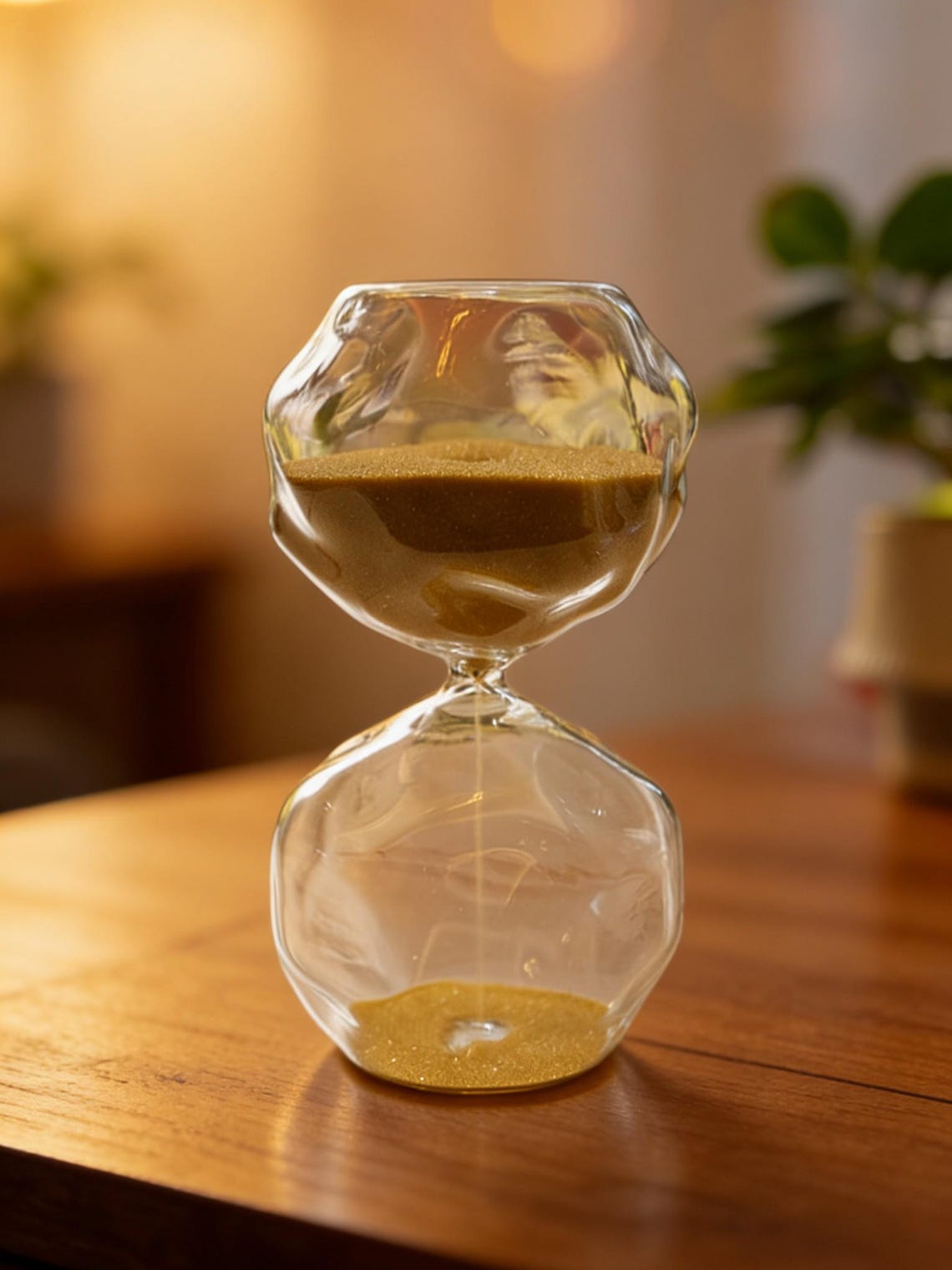30 Minute Artistic Glass Hourglass, Modern Abstract Sand Timer, 15cm ...