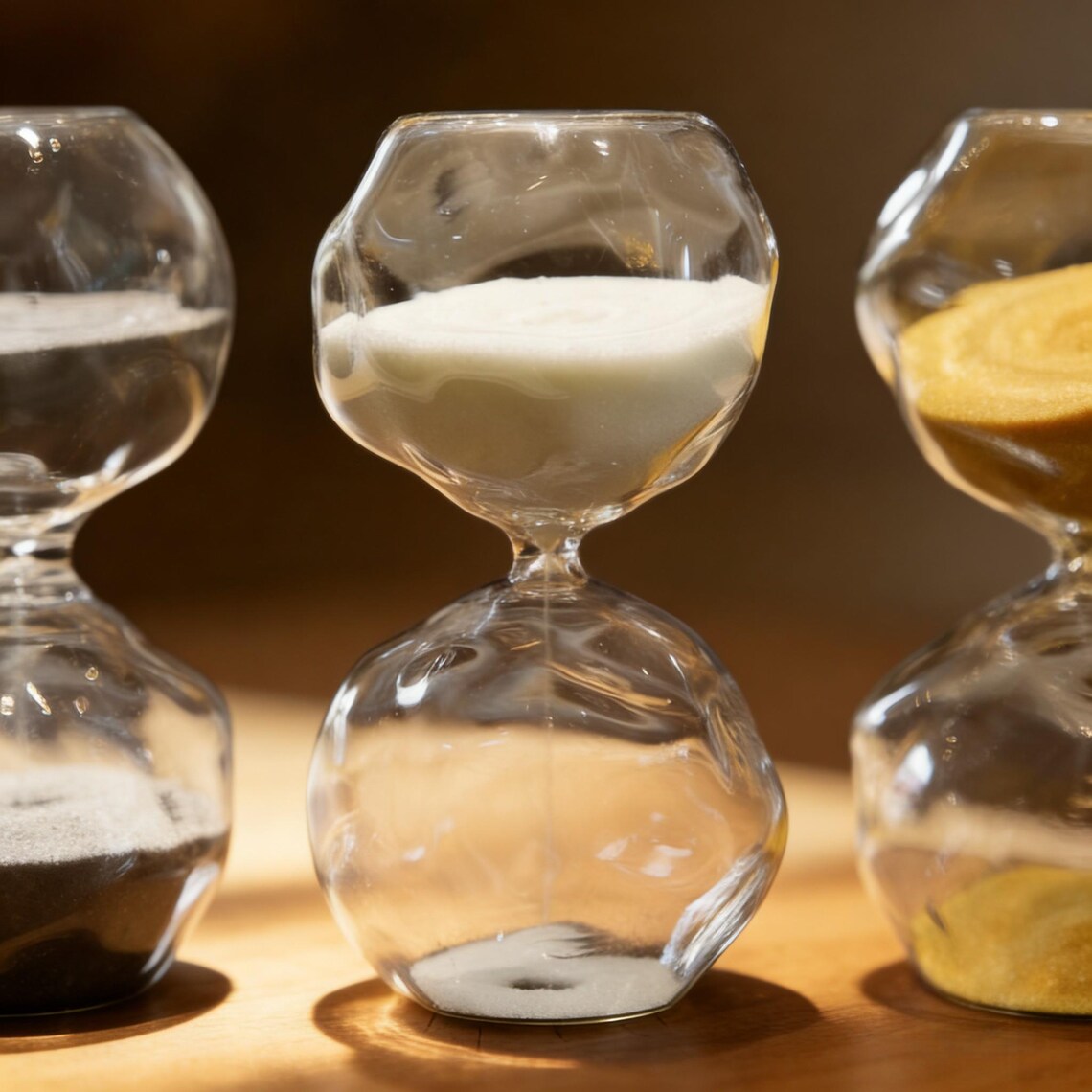 30 Minute Artistic Glass Hourglass, Modern Abstract Sand Timer, 15cm ...