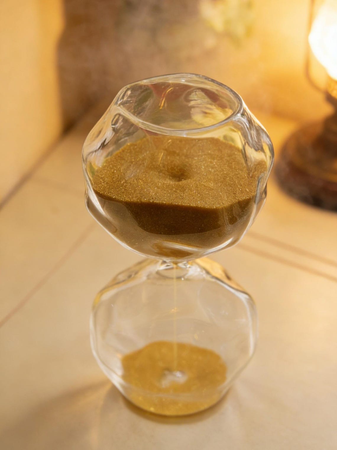 30 Minute Artistic Glass Hourglass, Modern Abstract Sand Timer, 15cm ...