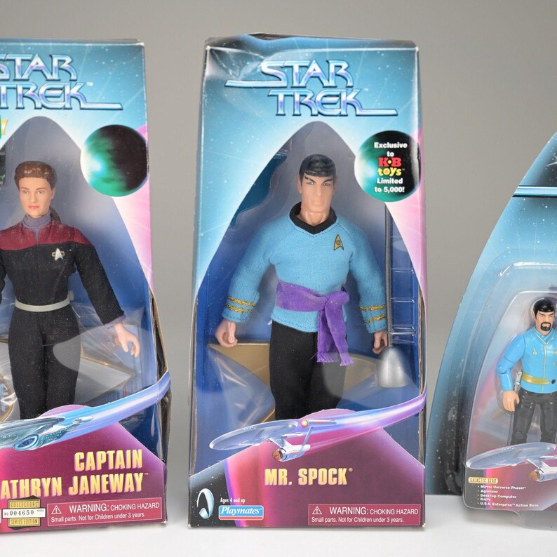 Set of 3 1990s Star Trek Playmates Toys New in Box Spock Kathryn ...