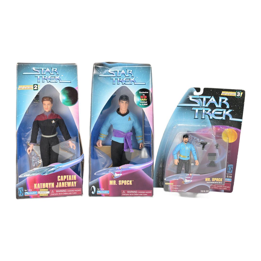Set of 3 1990s Star Trek Playmates Toys New in Box Spock Kathryn ...