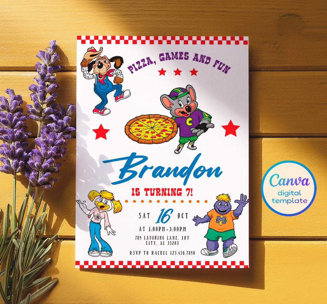 Chuck-e-cheese Editable Invitation, Printable Birthday Invite, Mouse ...