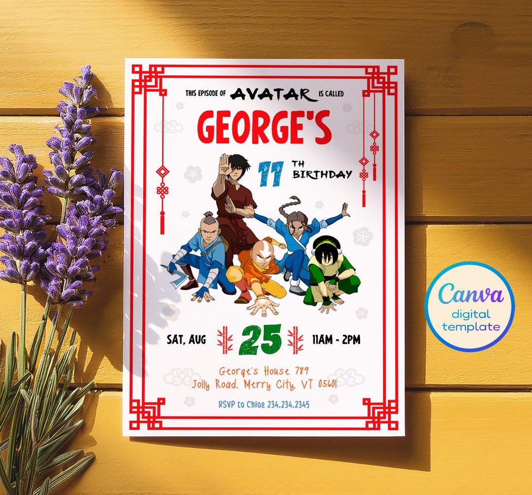 Editable Avatar Invitation Template, Avatar Anime Digital Invitation ...