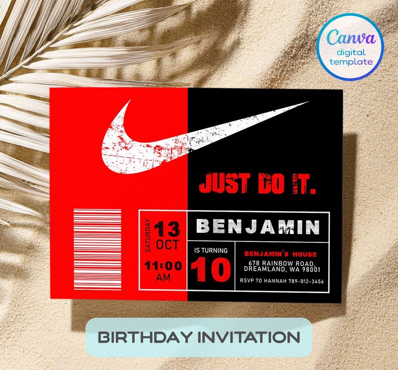 Printable Birthday Invitation, Boy Girl Birthday Invite, Editable Blue ...