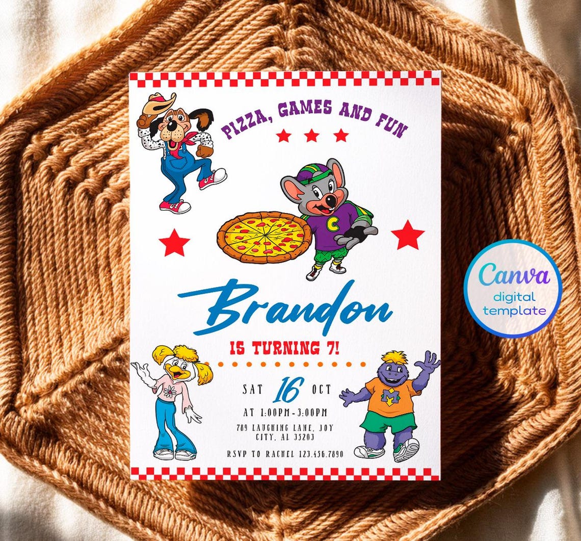 Chuck-e-cheese Editable Invitation, Printable Birthday Invite, Mouse ...