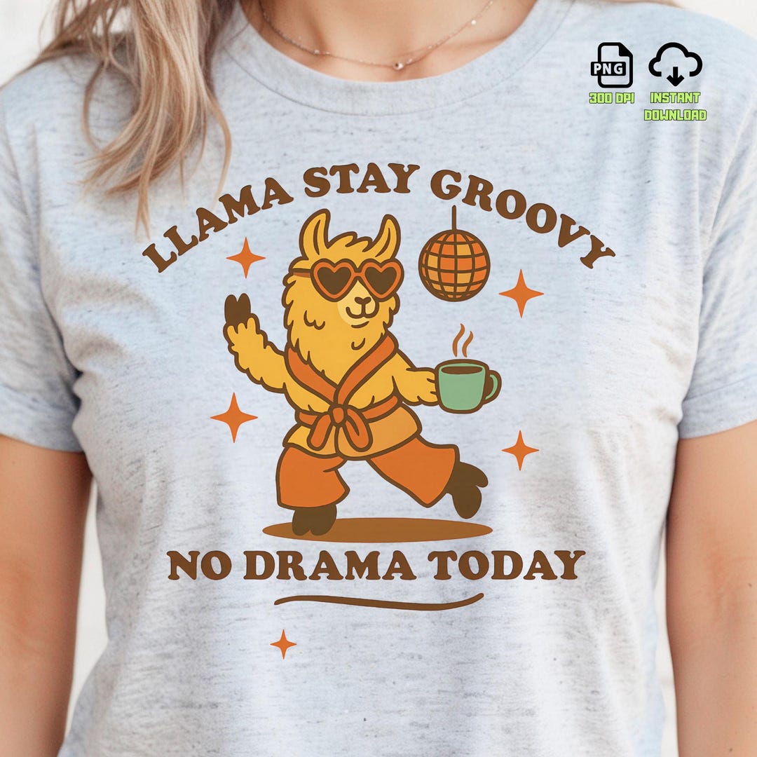 Llama Stay Groovy PNG – Retro Dancing Llama Clipart | Funny 70s Disco ...