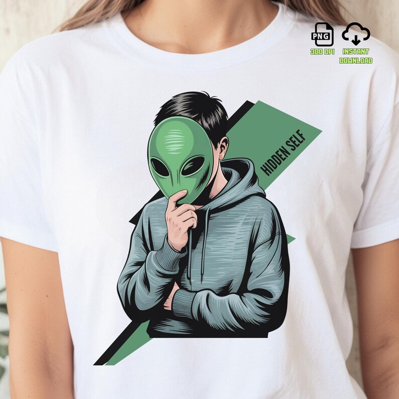 Alien Mask PNG – Sci-fi Cartoon Clipart – Funny Green Alien Face – 300 ...