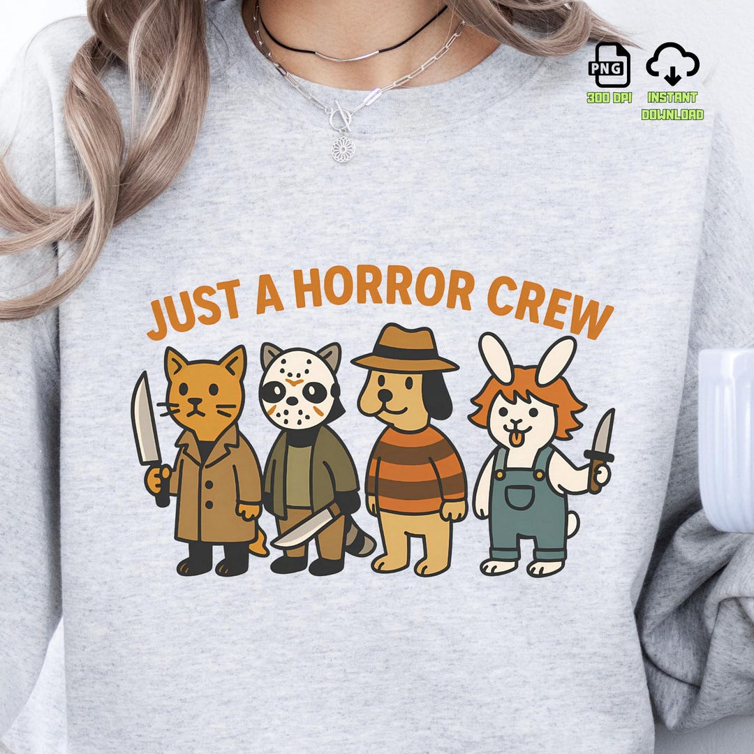 Just a Horror Crew PNG – Cute Halloween Animal Clipart, Funny Spooky ...