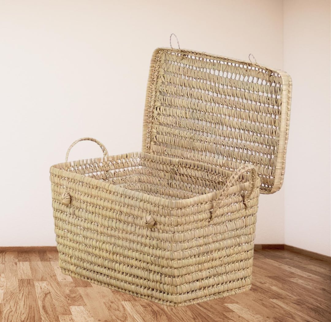 Woven Wicker Toy Box - Rattan Palm Storage Trunk and Storage Basket - Etsy