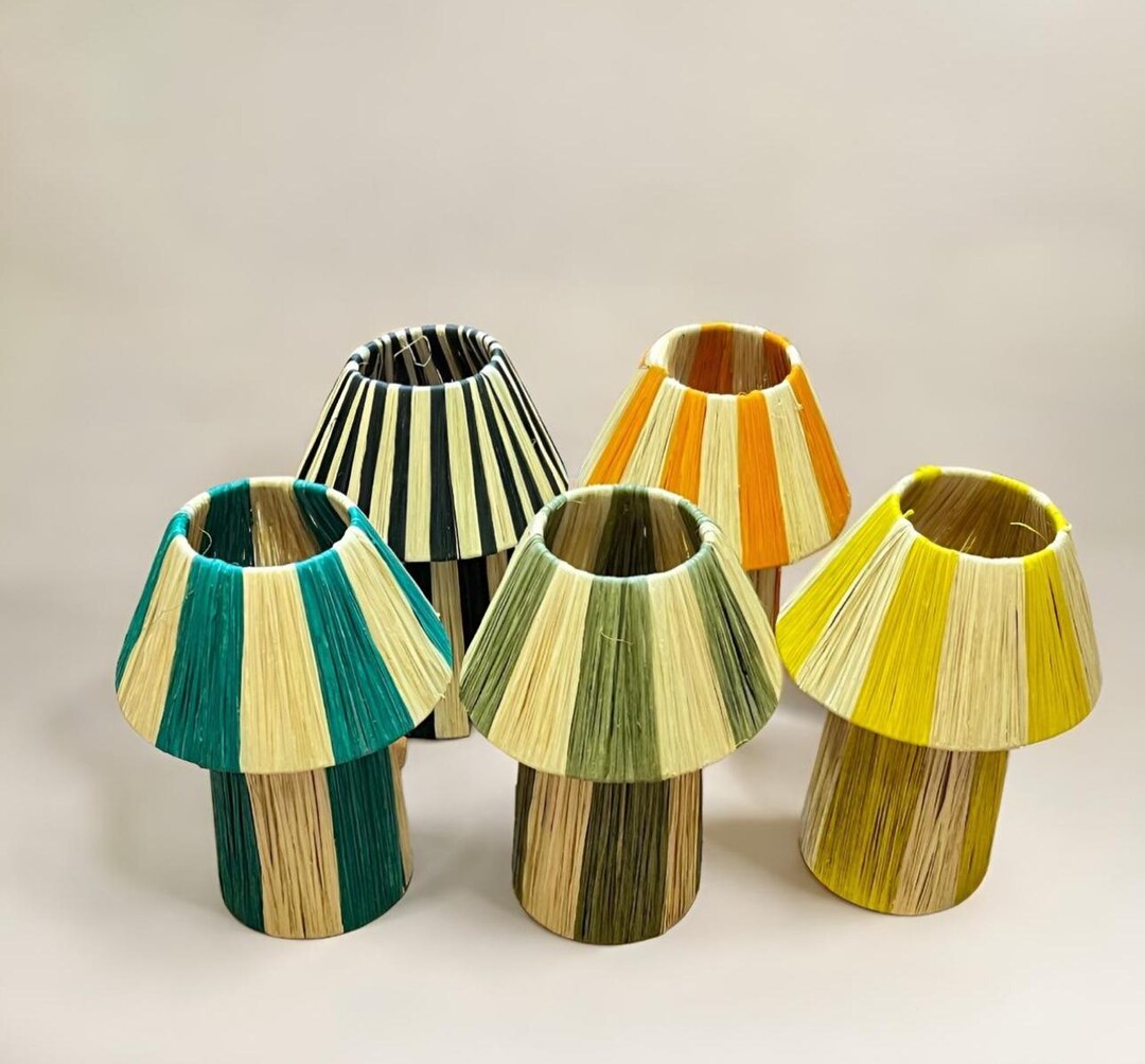 Handmade Raffia Table Lamp, Moroccan Style Rattan Lampshade - Etsy