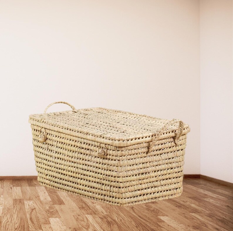 Woven Wicker Toy Box - Rattan Palm Storage Trunk and Storage Basket - Etsy