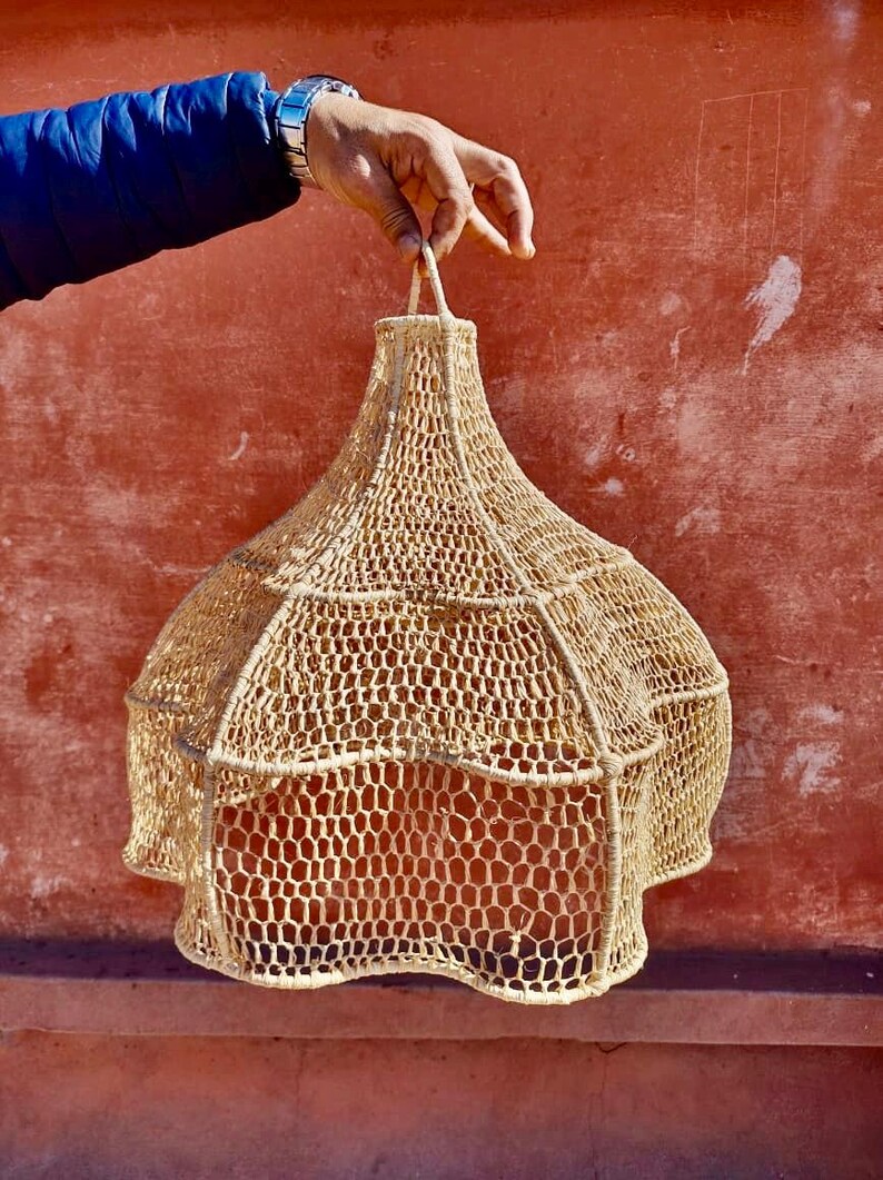 Raffia Pendant Light , Hanging Lamp Shade in Raffia - Etsy