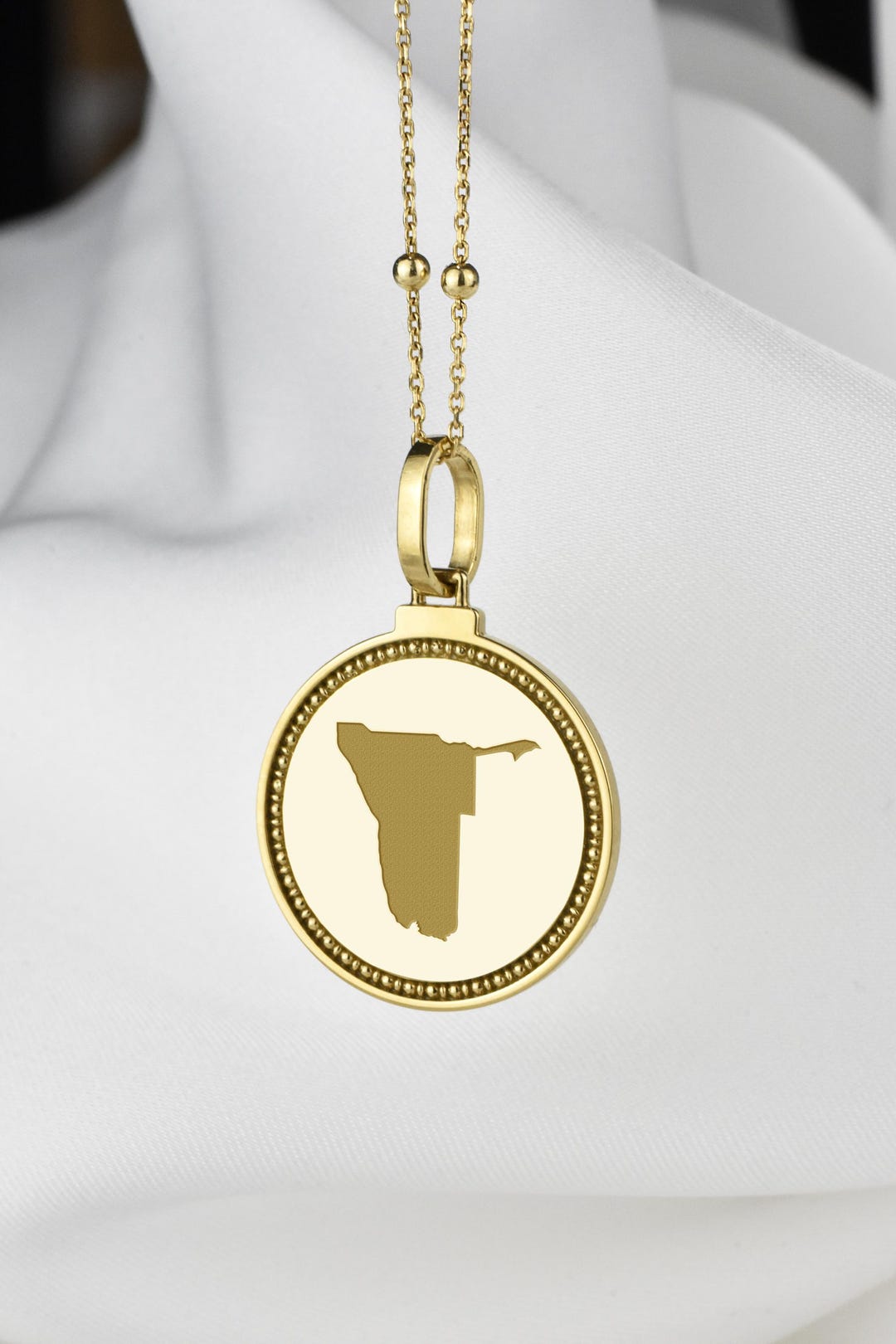 14K Solid Gold Namibia Necklace, Country Map Pendant for Travelers ...