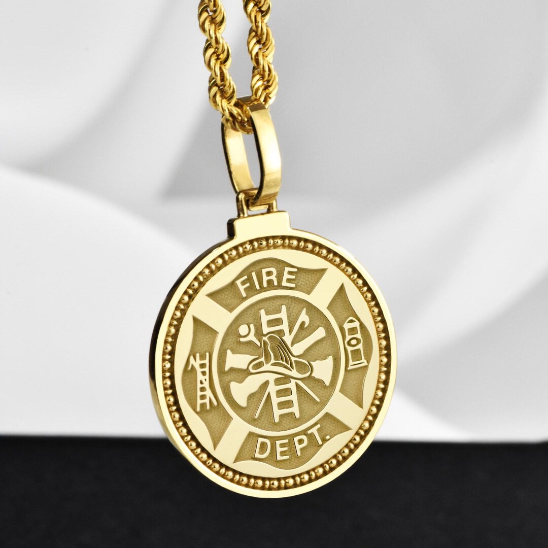 Sterling Silver Firefighter Necklace: Maltese Cross Pendant, First ...