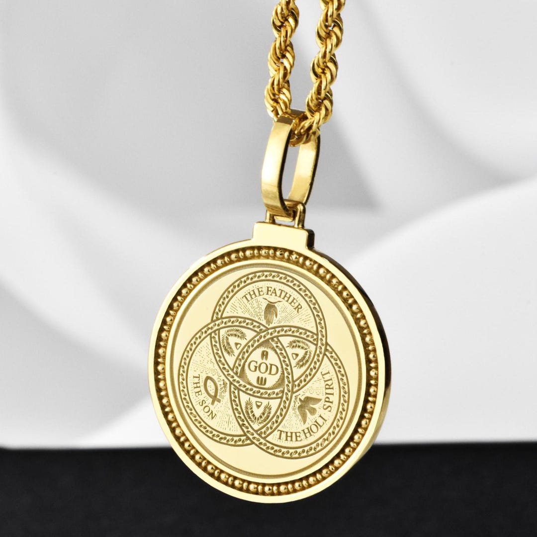 Sterling Silver Holy Trinity Shield Necklace: Christian Religious Gift ...