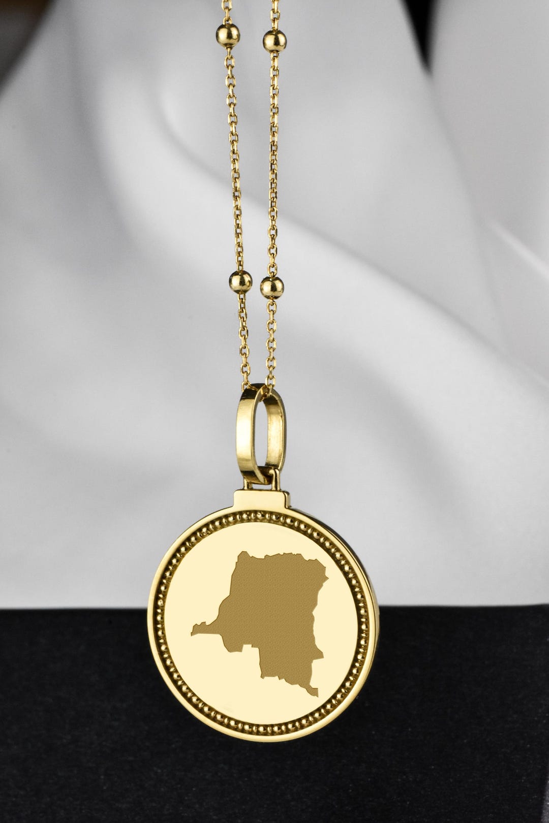 14K Solid Gold Congo DRC Map Necklace, Africa Jewelry - Etsy
