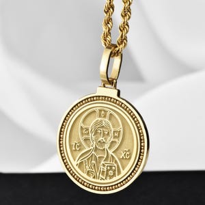 14K Solid Gold Jesus Christ Pendant Necklace: Orthodox Christian ...