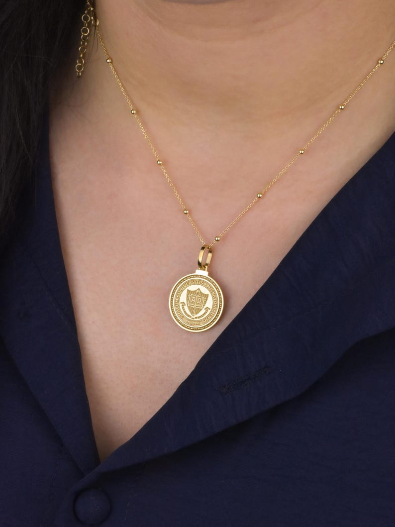 Sterling Silver Custom University Emblem Necklace: School Crest ...