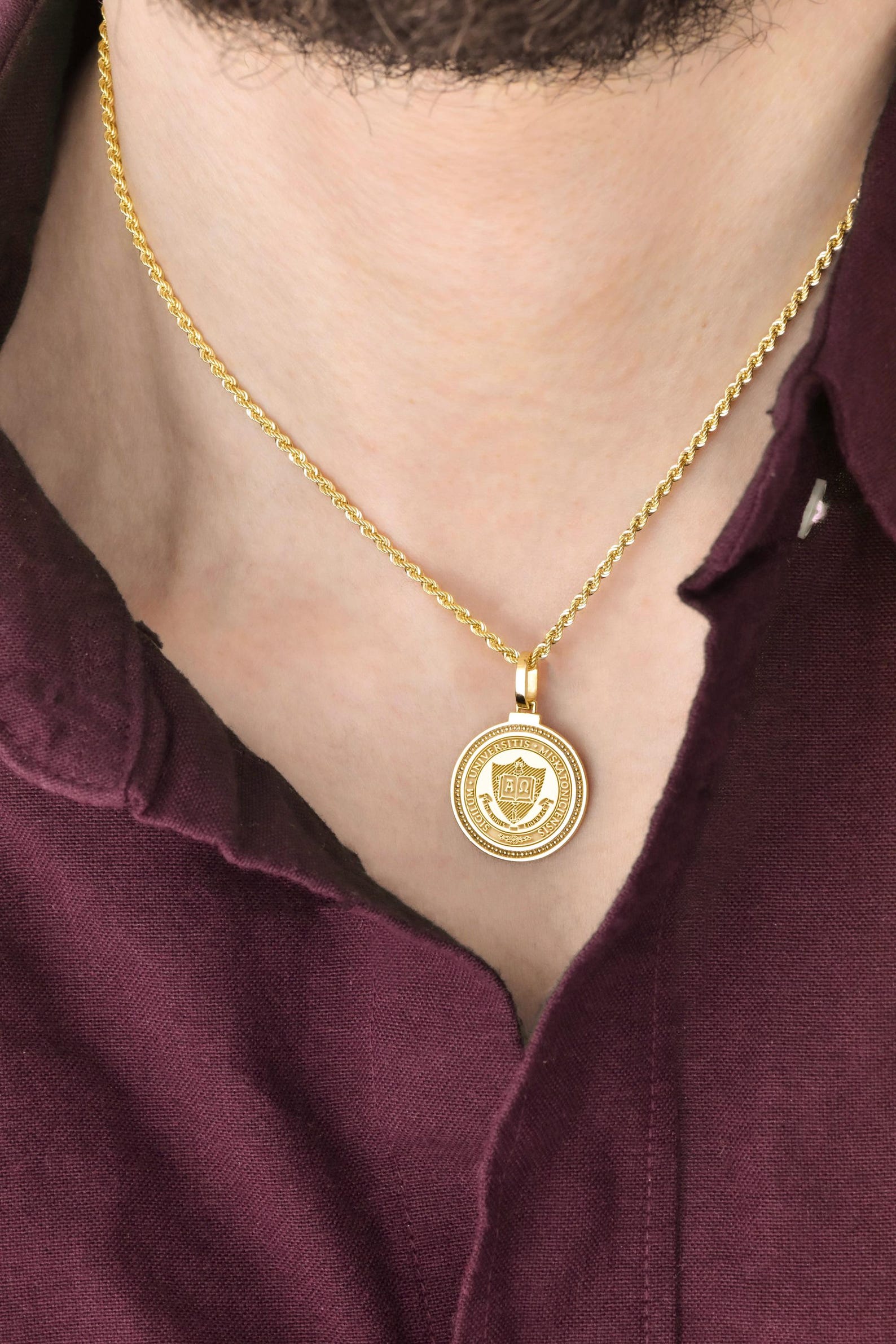 Sterling Silver Custom University Emblem Necklace: School Crest ...
