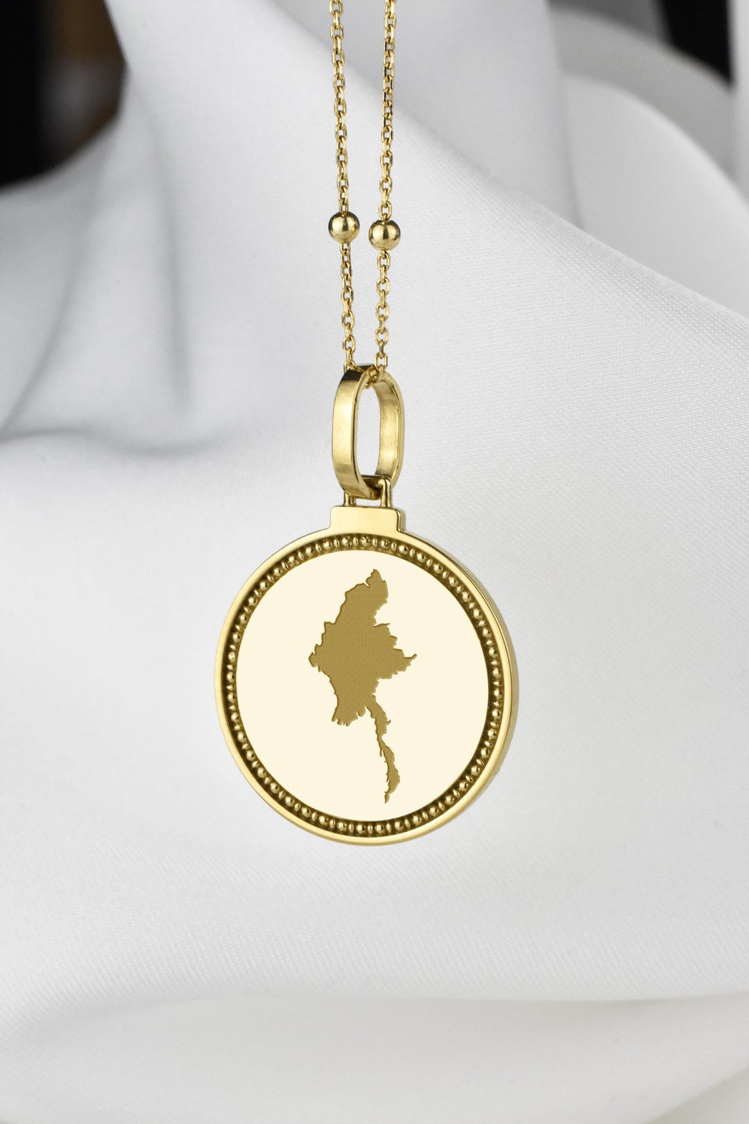 14K Solid Gold Myanmar Map Necklace, Personalized Travel Pendant - Etsy