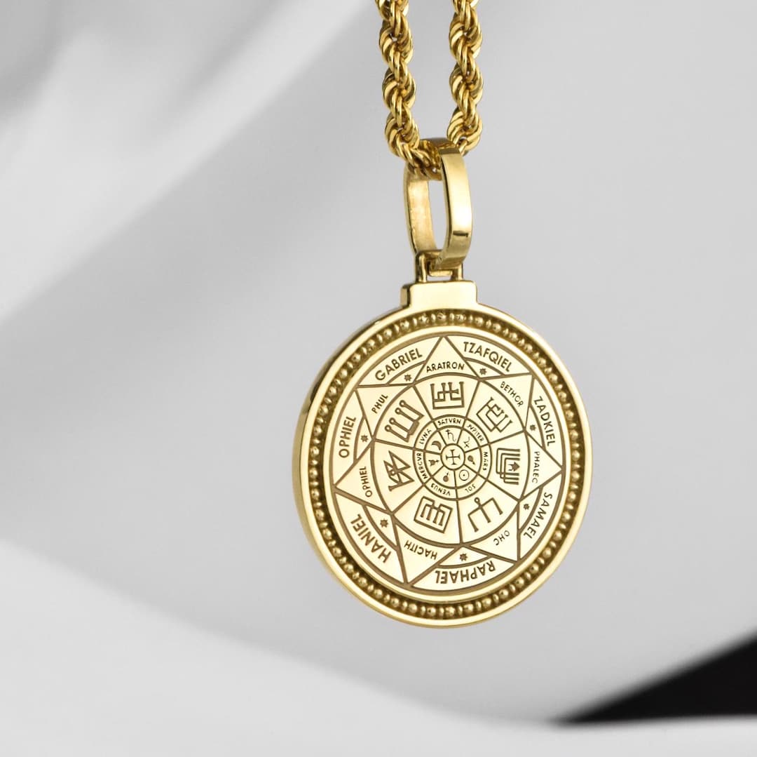 Silver Seal of 7 Archangels Necklace, Christian Protection Amulet ...