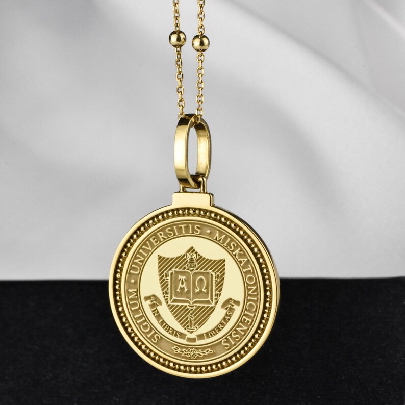 Sterling Silver Custom University Emblem Necklace: School Crest ...