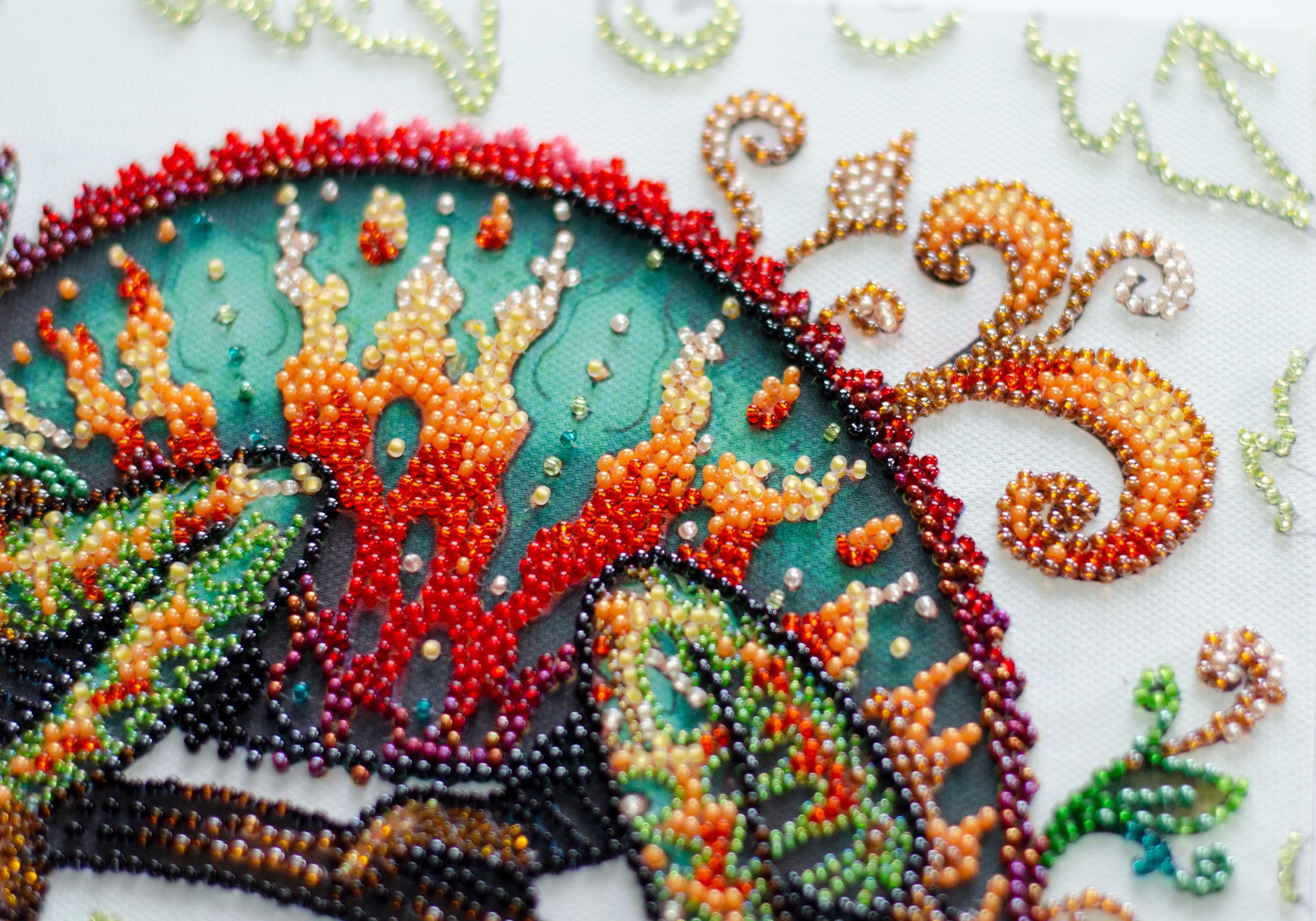 DIY Bead Embroidery Kit Chameleon. Bead Embroidery Kit. Colored ...