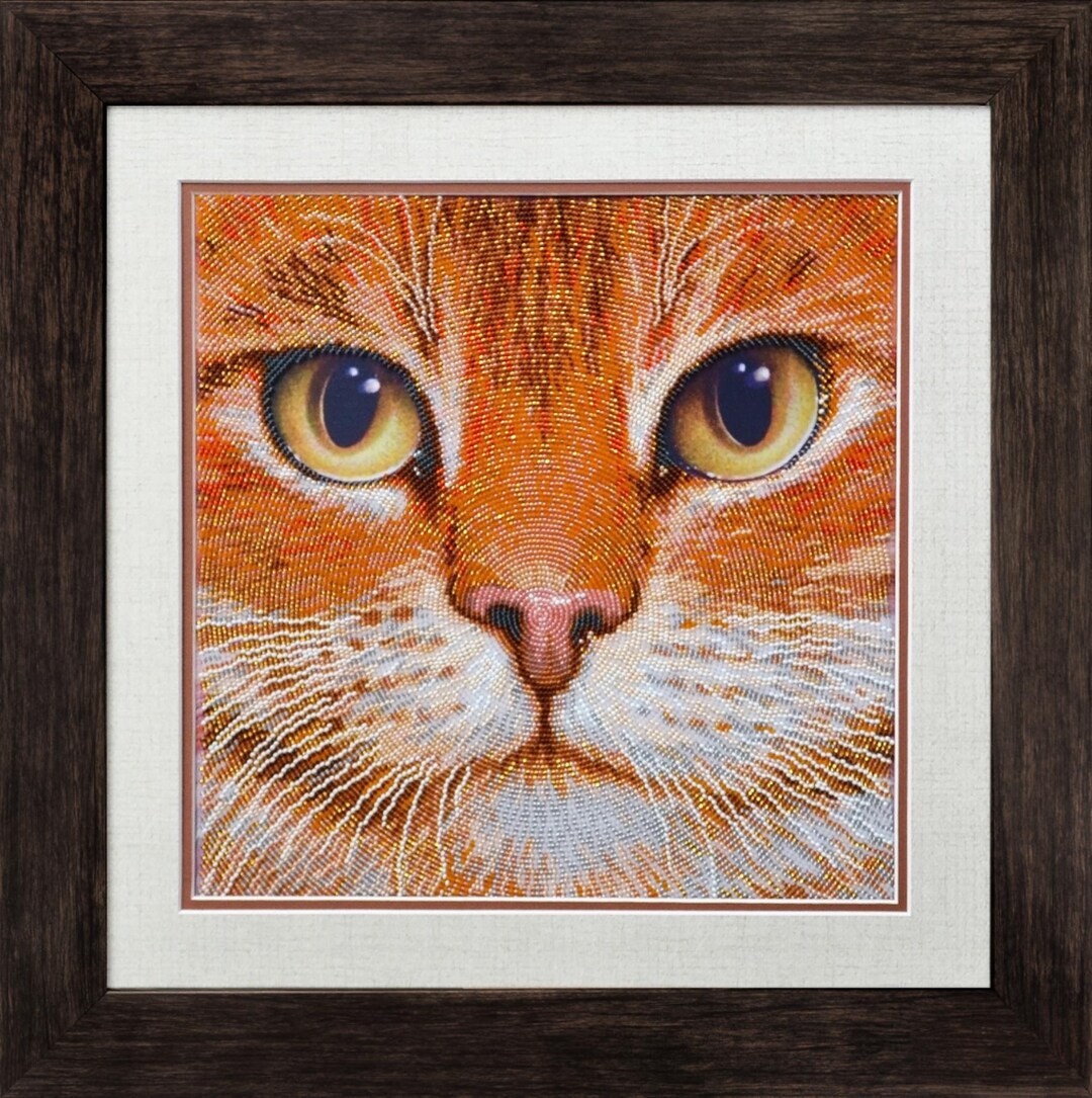 Bead Embroidery Kit Red Cat - Embroidery Pattern - DIY Bead Embroidery ...