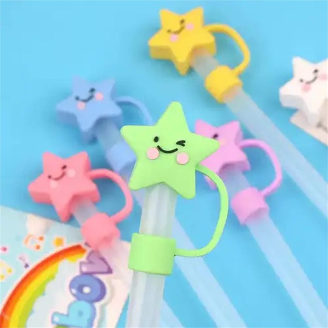 Cute Star Straw Cover – Fun & Hygienic Drink Protector – Soft PVC Dust ...