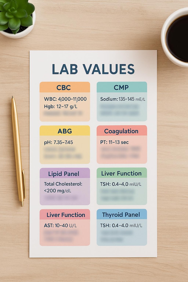 Lab Values Reference Chart | Nursing School Printable | Digital PDF ...